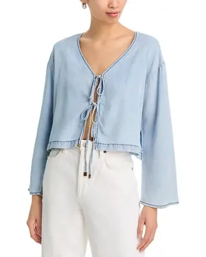 Vintage Havana Tie Front Top - Denim