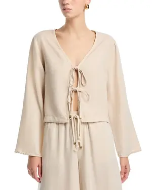 Vintage Havana Tie Front Top - Tan