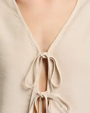 Vintage Havana Tie Front Top - Tan