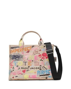 Marc Jacobs The Punk Scribble Canvas Medium Tote Bag - Beige