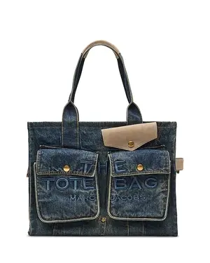 Marc Jacobs Denim Suede Large Cargo Tote Bag
