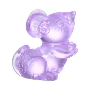 LIULI Ruyi's Twelve Blessings Elfin Mouse Crystal Sculpture - Purple
