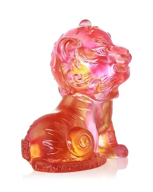 LIULI Ruyi's Twelve Blessings Unstoppable As The Wind Crystal Glass Sculpture - Amber/gold/red/clear