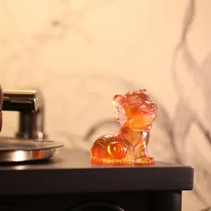 LIULI Ruyi's Twelve Blessings Unstoppable As The Wind Crystal Glass Sculpture - Amber/gold/red/clear