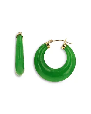 MOON & MEADOW 14k Yellow Carved Jade Hoop Earrings - Gold