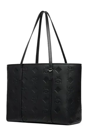 Mcm Medium Toni Top-zip Shopper In Maxi Monogram Leather - Black