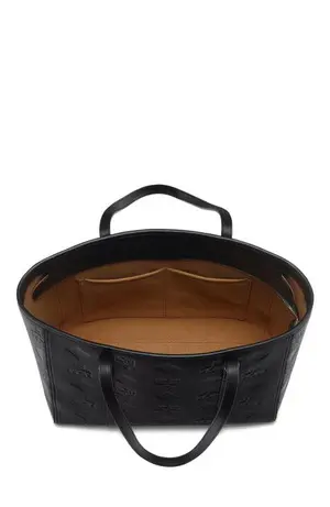 Mcm Medium Toni Top-zip Shopper In Maxi Monogram Leather - Black