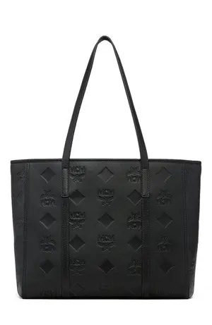Mcm Medium Toni Top-zip Shopper In Maxi Monogram Leather - Black