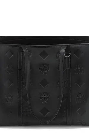 Mcm Medium Toni Top-zip Shopper In Maxi Monogram Leather - Black