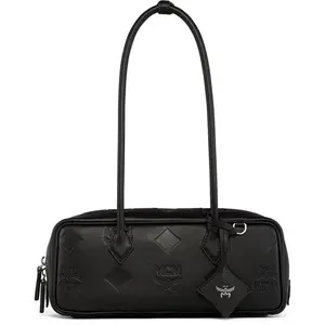 Mcm Maxi Monogram Leather East West Shoulder Bag - Black
