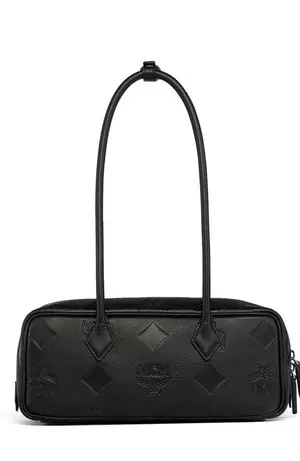 Mcm Maxi Monogram Leather East West Shoulder Bag - Black