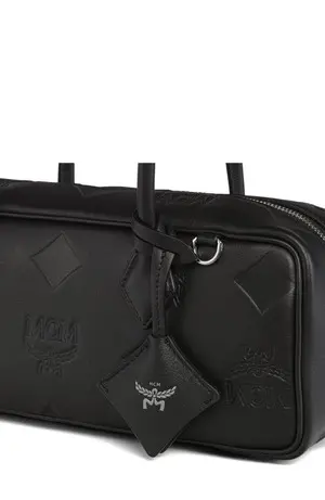 Mcm Maxi Monogram Leather East West Shoulder Bag - Black