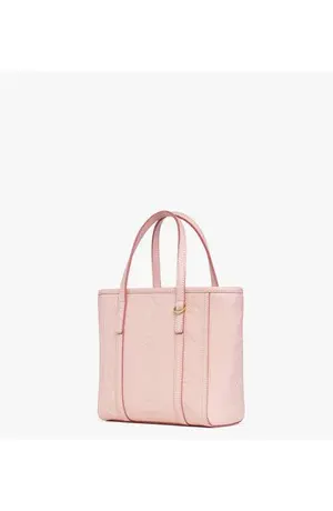 Mcm Mini Toni Top-zip Shopper In Maxi Monogram Leather - Lotus Pink