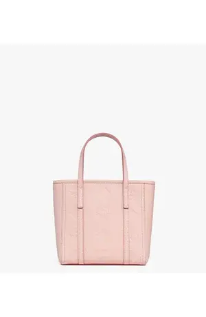 Mcm Mini Toni Top-zip Shopper In Maxi Monogram Leather - Lotus Pink