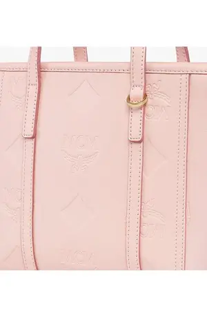 Mcm Mini Toni Top-zip Shopper In Maxi Monogram Leather - Lotus Pink