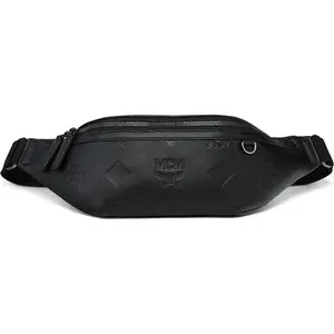Mcm Medium Fursten Belt Bag In Maxi Monogram Leather - Black