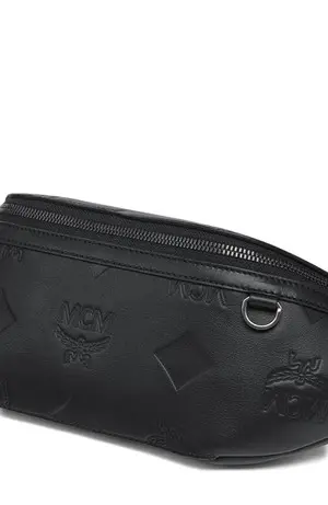 Mcm Medium Fursten Belt Bag In Maxi Monogram Leather - Black