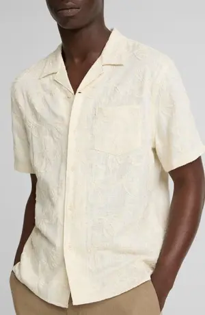 Vince Embroidered Floral Camp Shirt
