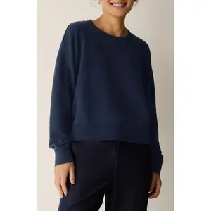 Eileen Fisher Organic Cotton Crop Sweatshirt - Ink