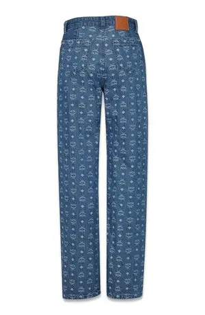 Mcm Monogram Denim Jacquard Jeans - Blue