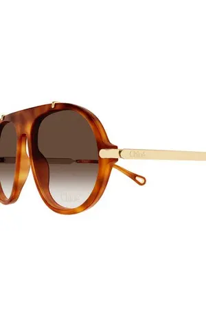 Chloé 58mm Gradient Aviator Sunglasses - Havana