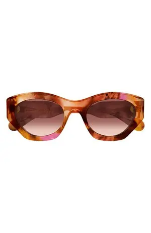 Chloé 53mm Gradient Cat Eye Sunglasses - Havana
