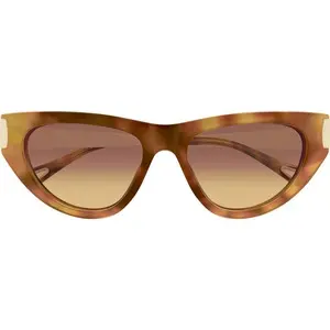 Chloé 54mm Cat Eye Sunglasses - Shiny Havana Brown Honey