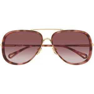 Chloé 60mm Navigator Sunglasses - Gold