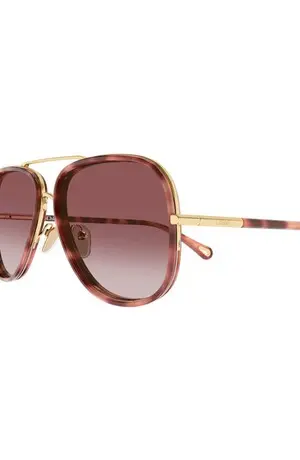 Chloé 60mm Navigator Sunglasses - Gold