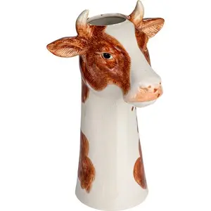 STORIED HOME Cow Vase - Brown