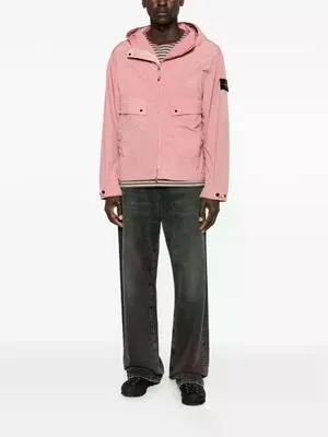Stone Island Hooded Light Jacket With Flap Pockets - Pink