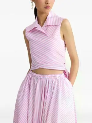 PATOU Striped Draped Sleeveless Top