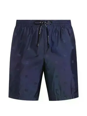 Dolce & Gabbana Medium Swim Boxer Shorts In Logo Jacquard - Blue