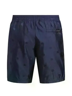 Dolce & Gabbana Medium Swim Boxer Shorts In Logo Jacquard - Blue