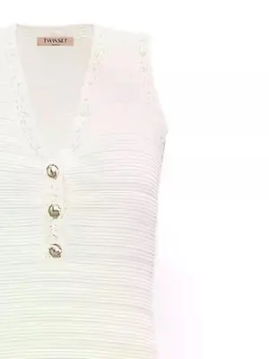 TWINSET Sleeveless Knit Dress With Crochet Detail