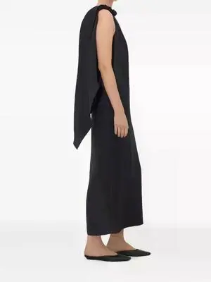 Loulou De Saison Twisted-collar Midi Dress - Black