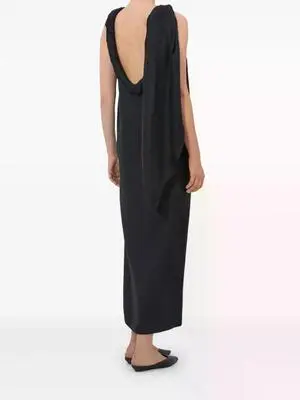Loulou De Saison Twisted-collar Midi Dress - Black