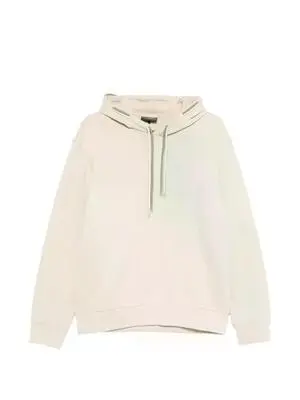 Emporio Armani Cotton Hoodie With Logo Detail - Neutrals