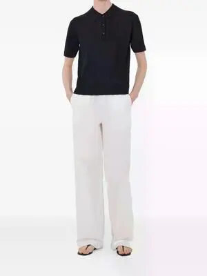 Loulou De Saison Migo Button Ribbed Polo Shirt - Black
