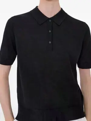 Loulou De Saison Migo Button Ribbed Polo Shirt - Black