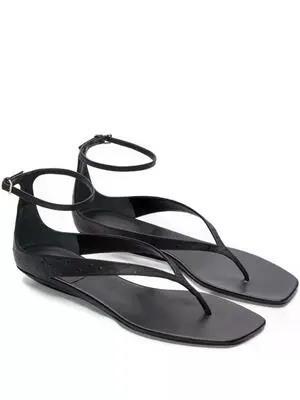 Loulou De Saison Niham Textured Ankle-strap Sandals - Black