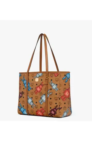 Mcm Medium Toni Top-zip Shopper In Rabot Visetos