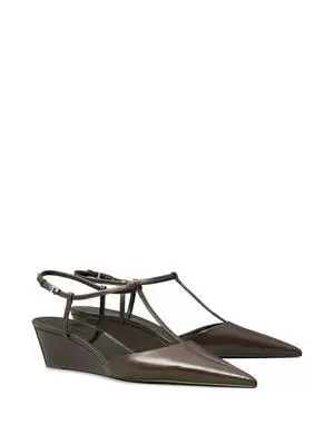 Tory Burch Gigi T-strap Wedge - Brown
