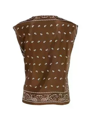 P.a.r.o.s.h Bandana Print Blouse With Tie Detail - Brown