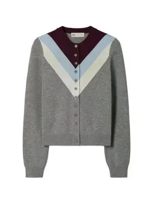 Tory Burch Chevron Wool Cardigan