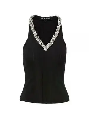 Veronica Beard Ayres Neck-embellished V-neck Top