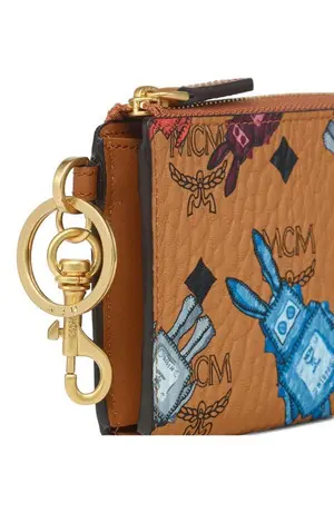 Mcm Aren Card Pouch In Rabot Visetos - Cognac