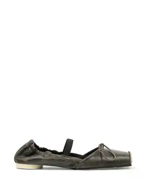 MAISON MARGIELA Square-toe Leather Ballerina Flats With Bow Detailing