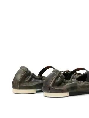MAISON MARGIELA Square-toe Leather Ballerina Flats With Bow Detailing