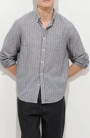ALEX MILL Mill Stripe Chambray Button-down Shirt - Blue/white